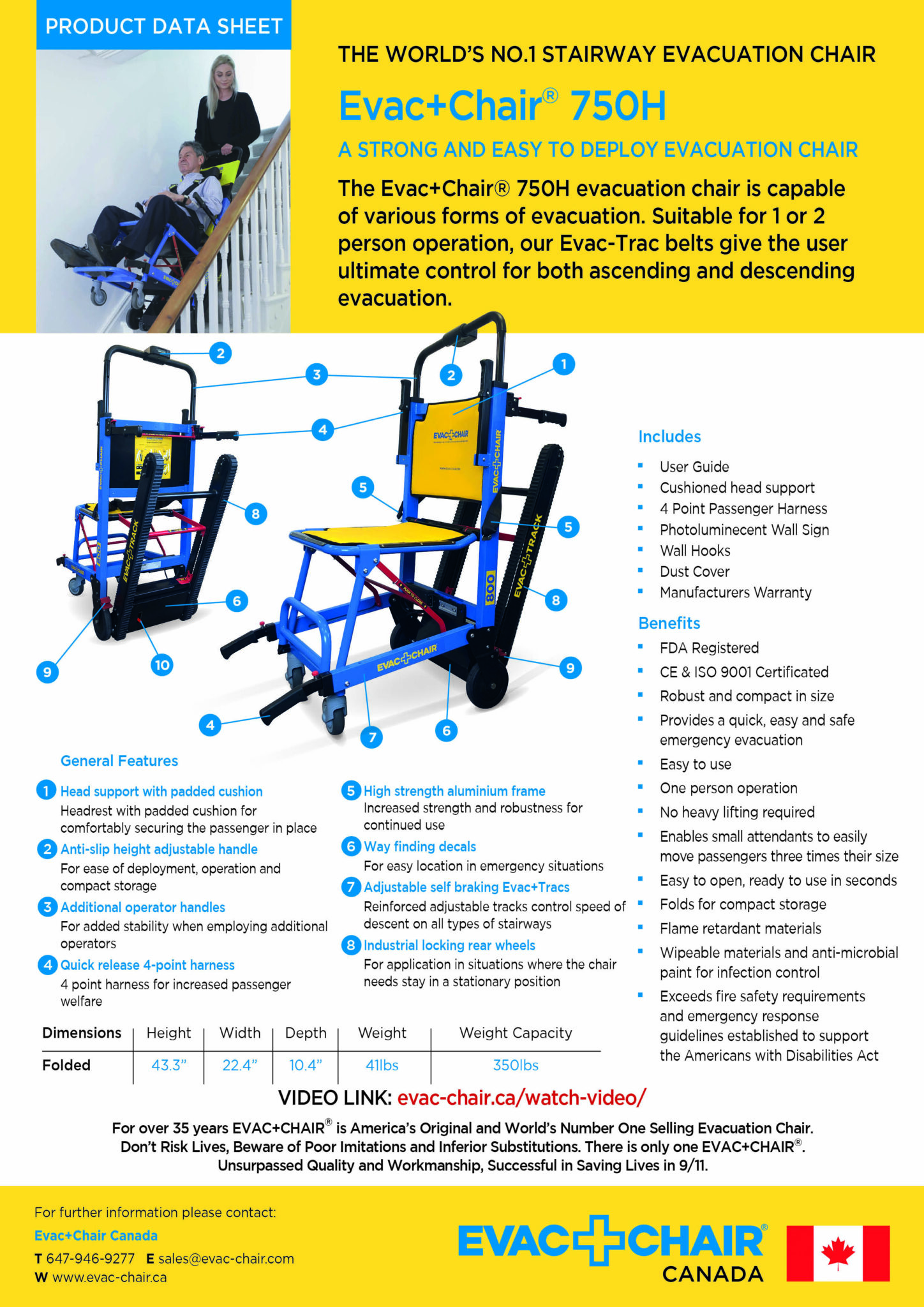 Evac+Chair Power 800 | Adjustable Electric Evacuation Chair
