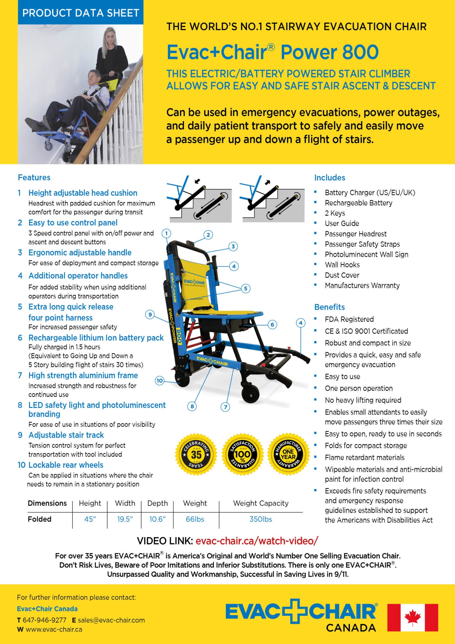 Evac+Chair Power 800 | Adjustable Electric Evacuation Chair